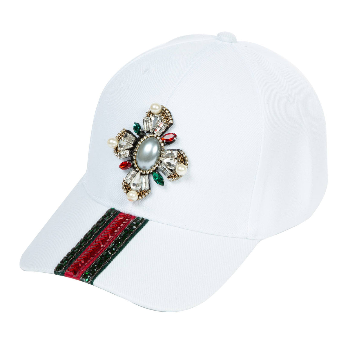 Barque Pearl Rhinestone Striped Cap C0646 – Ole