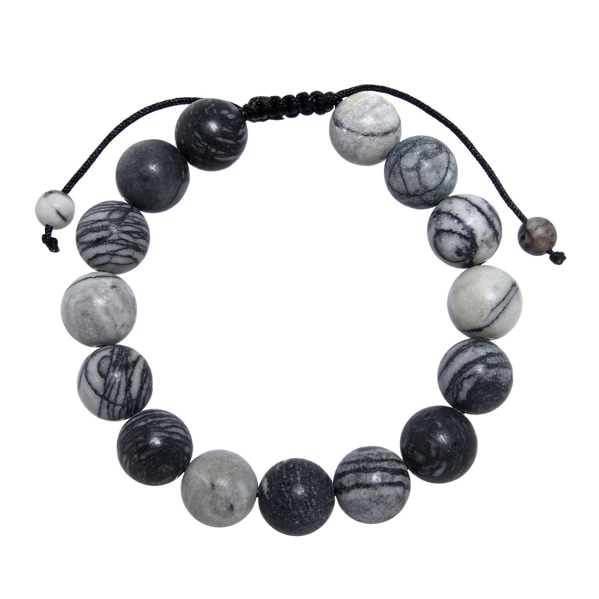 Black Network Stone-Matte Braided Bracelet AB14153-10MM – Ole