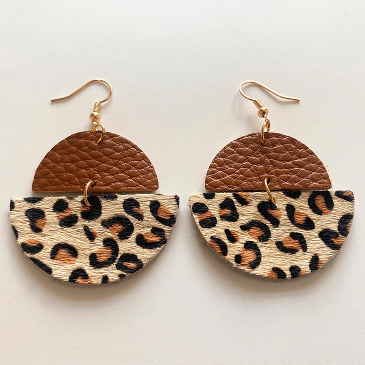 Animal Printed Geometry Cowhide Earrings E6550 – Ole