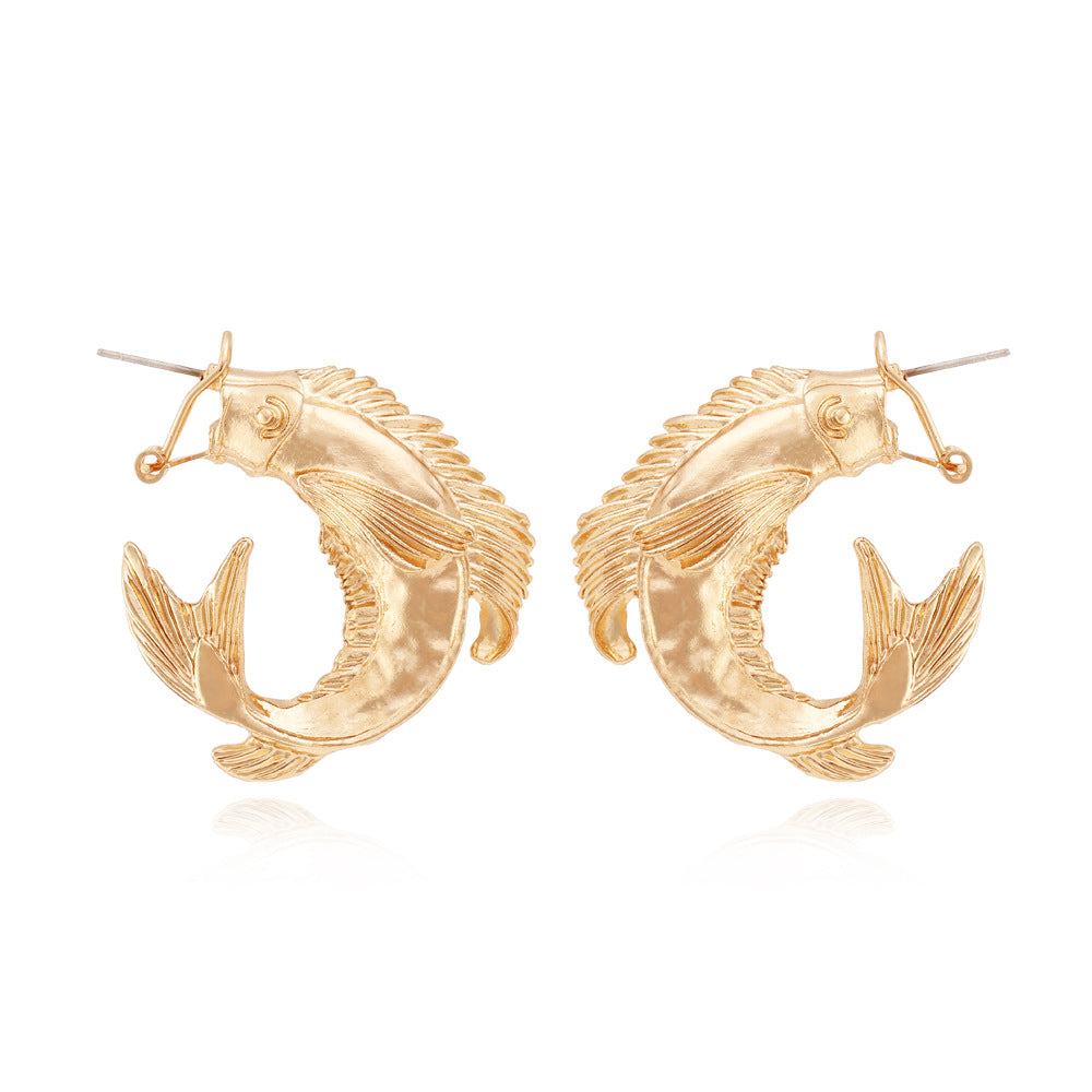 Fish Alloy Hoop Earrings E6757 – Ole
