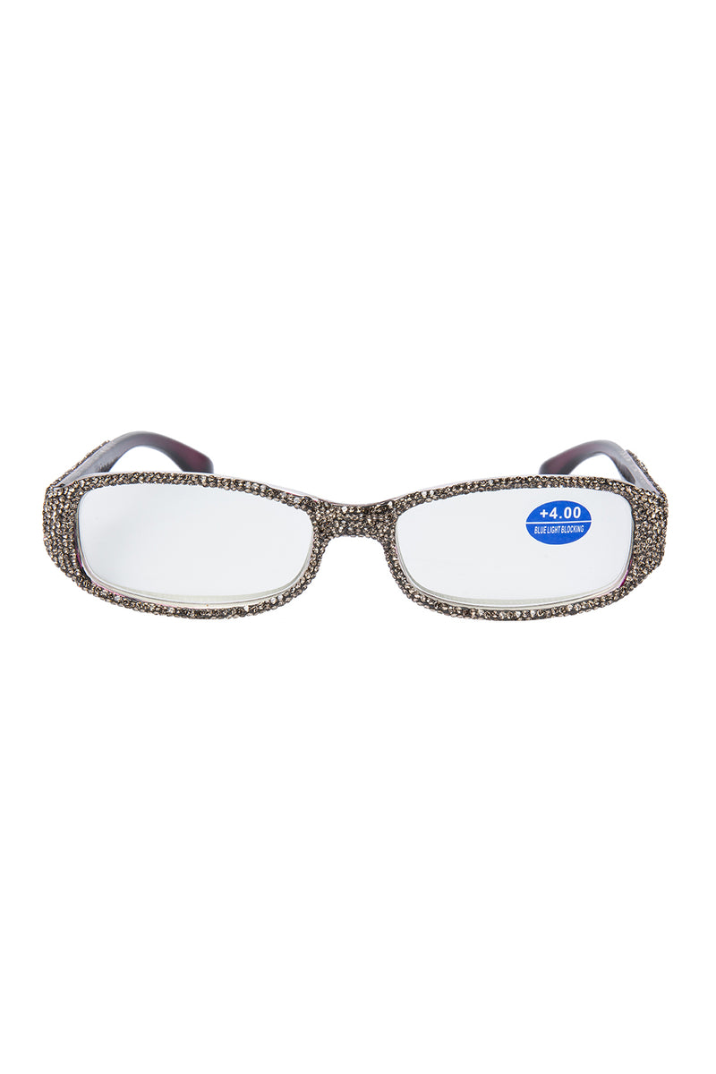 Handmade Rhinestone Square Reader G0539-Gray – Ole