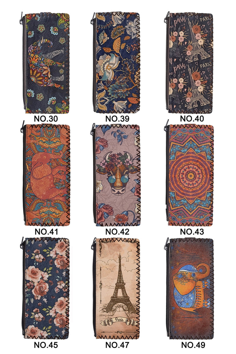 Sample Pack of 12 Printed Card Zipper Wallet HB0668 – Ole