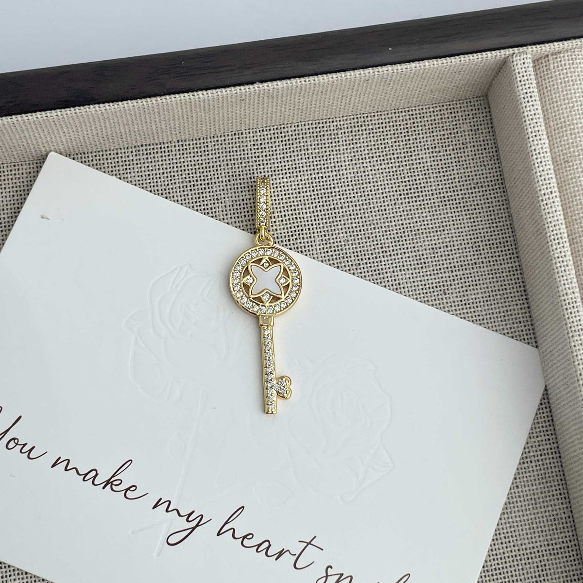 18K Gold Plated Key Cubic Zirconia Pendant P0686 – Ole