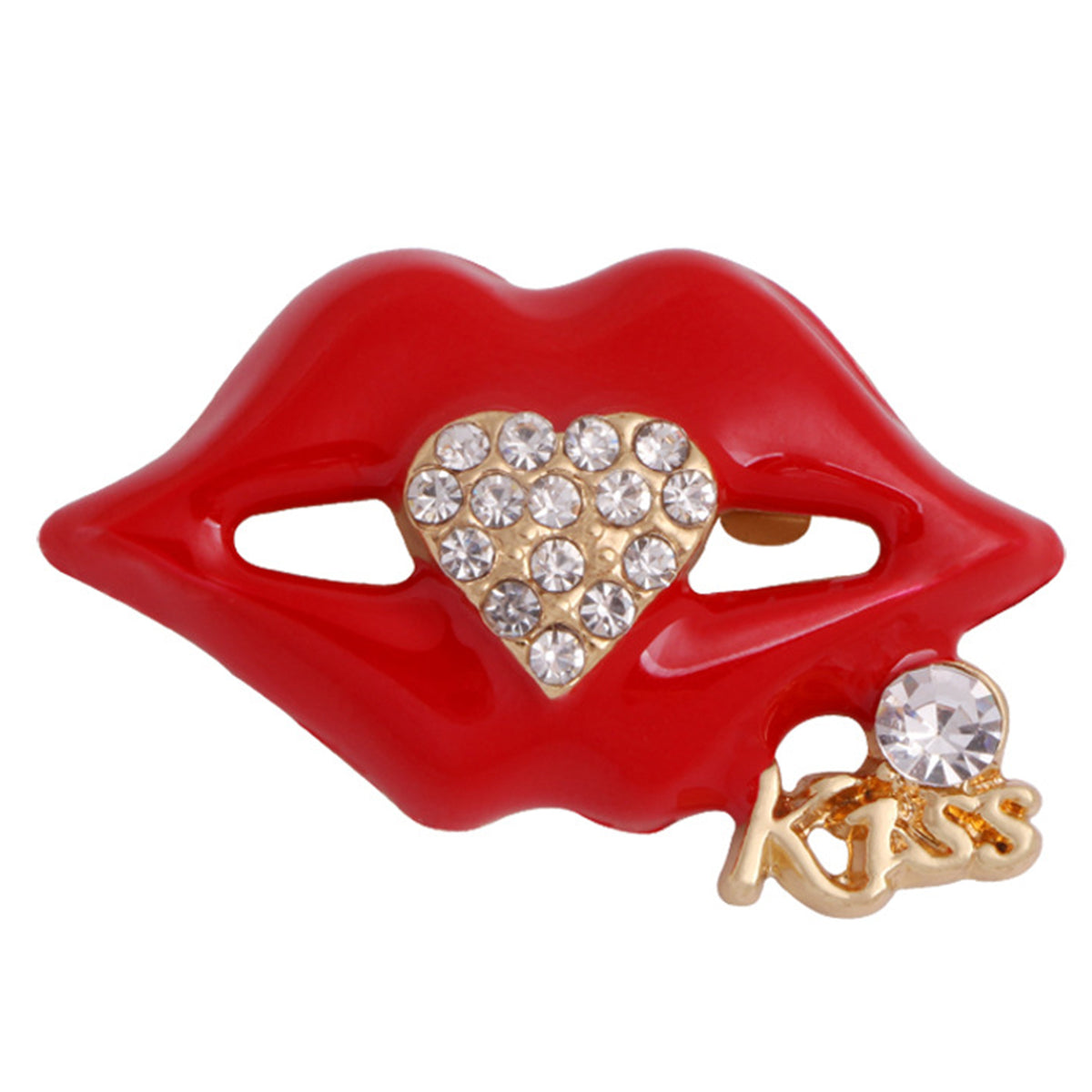Rhinestone Red Lips Brooch PA3307 – Ole