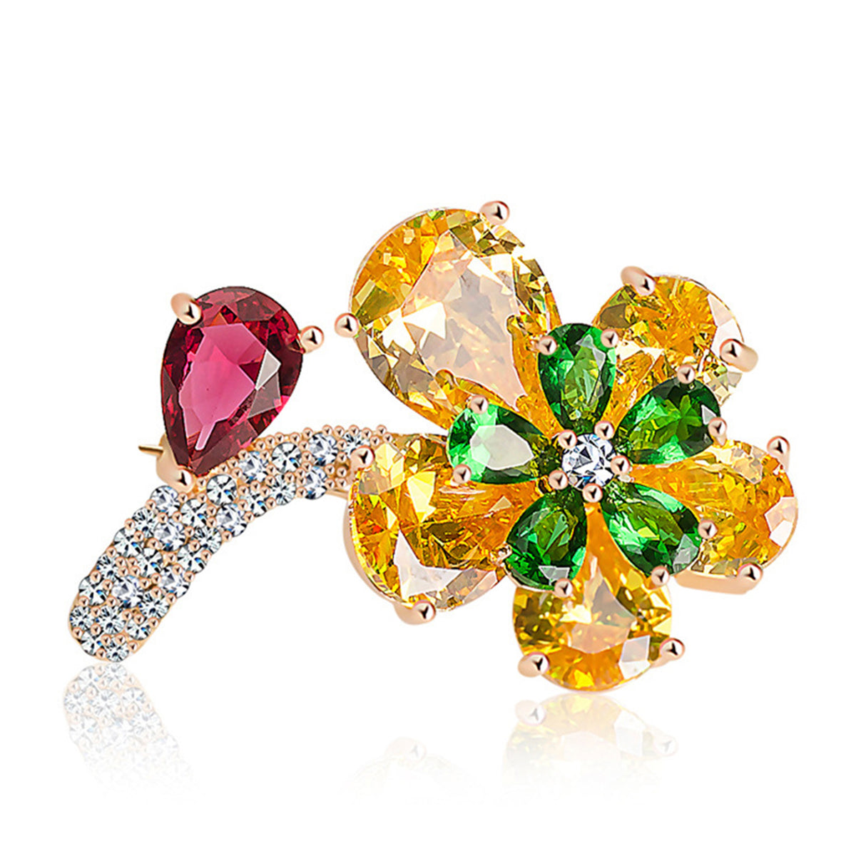 Flower Cubic Zirconia Brooch PA4387 – Ole