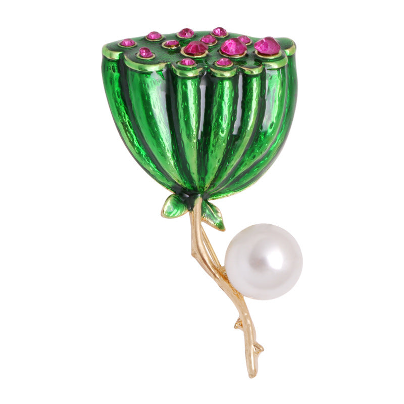 Pearl Fruit Rhinestone Brooch PA5106 – Ole