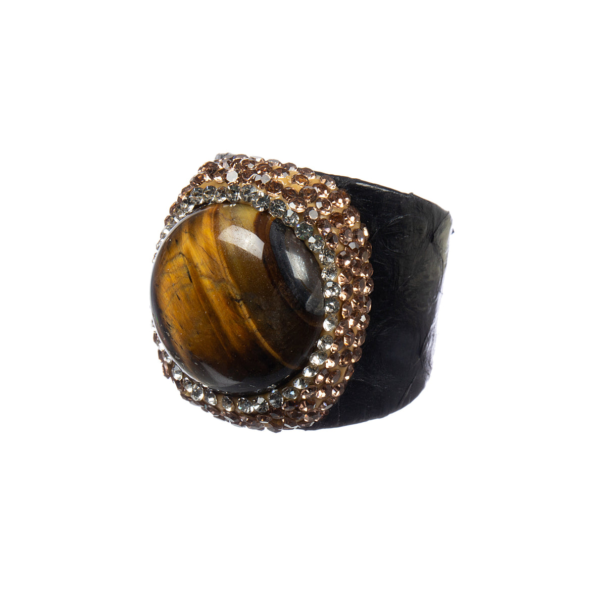 Tiger Eye Rhinestone Leather Rings R2811 – Ole